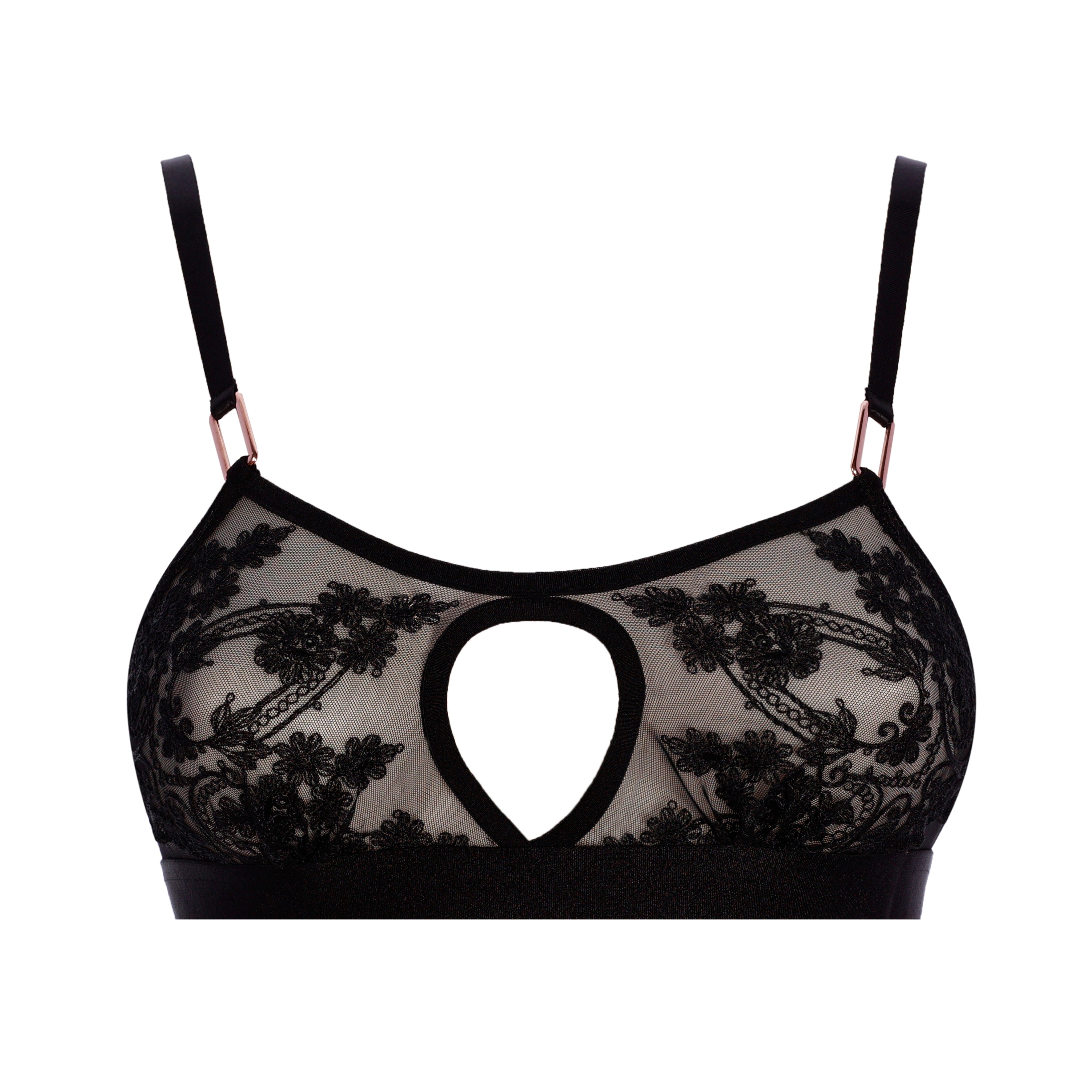 Florence Bra - Black bra made with Italian embroidered tulle - Bracli