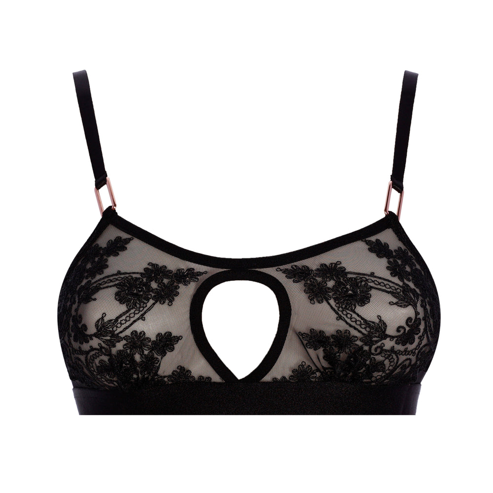 Florence Bra - Black bra made with Italian embroidered tulle - Bracli