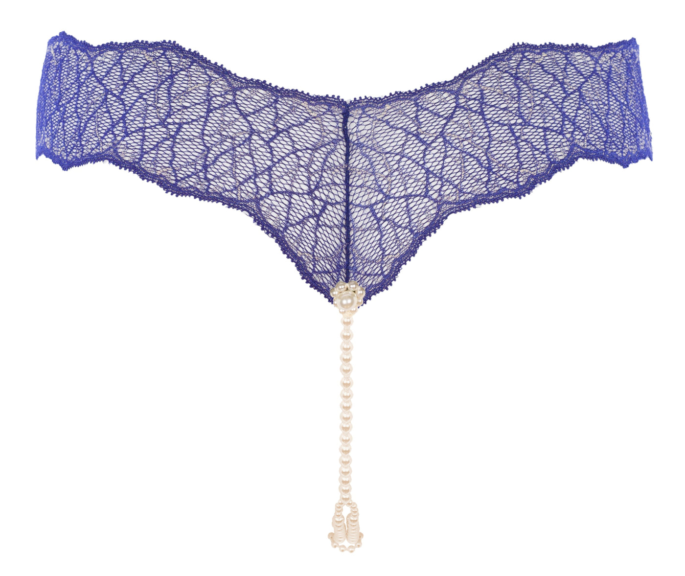Sydney Double - Blue lace thong with pearls | Bracli - Bracli